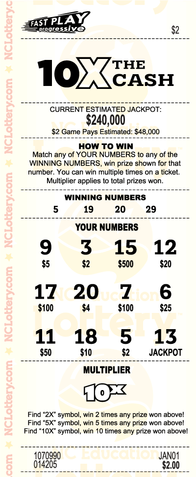Fast Play - 10X The Cash | NC Lottery