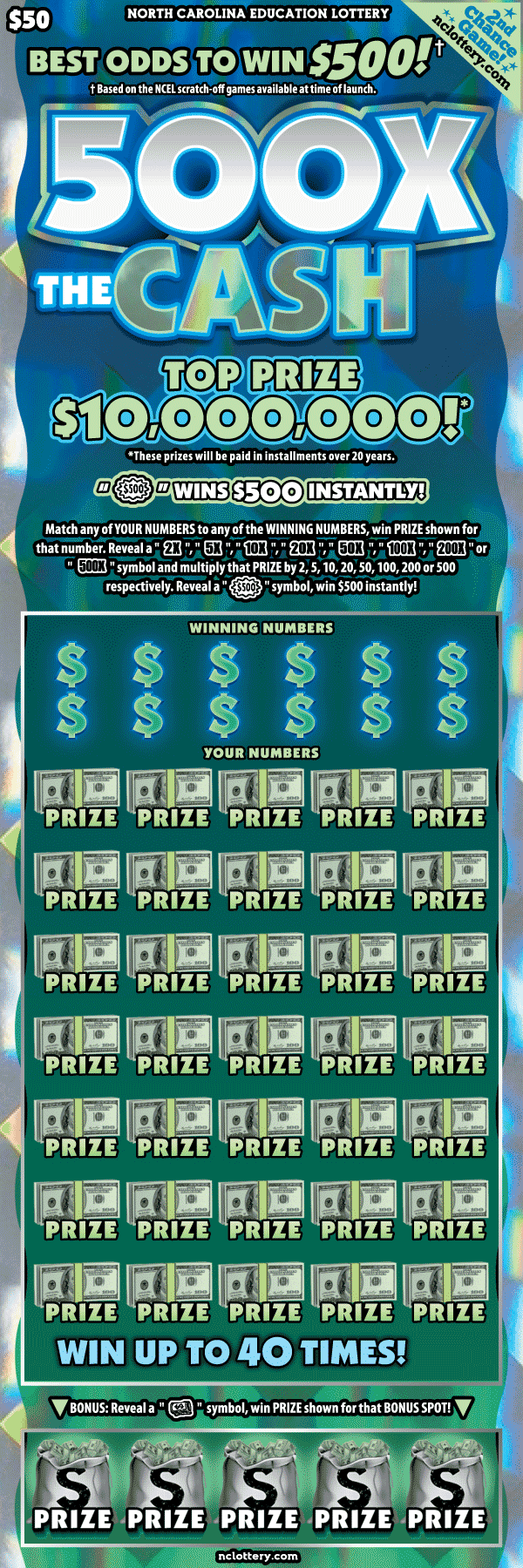 Scratch-Off - 500X The Cash | NC Lottery