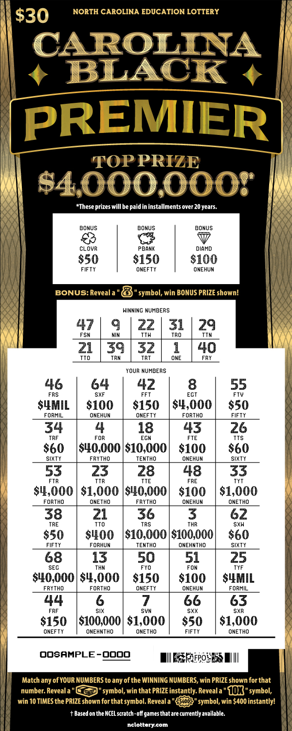 Scratch-Off - Carolina Black Premier | NC Lottery