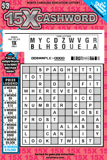 Scratch-Off - 15X Cashword | NC Lottery