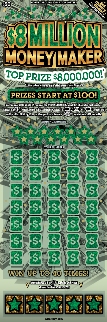Scratch-Off - $8 Million Money Maker | NC Lottery