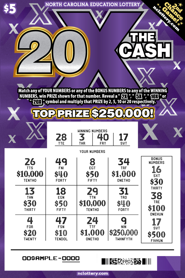 Scratch-Off - 20X The Cash | NC Lottery