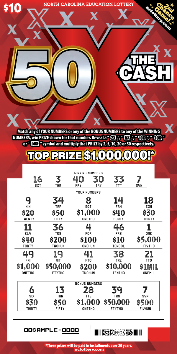 Scratch-Off - 50X The Cash | NC Lottery